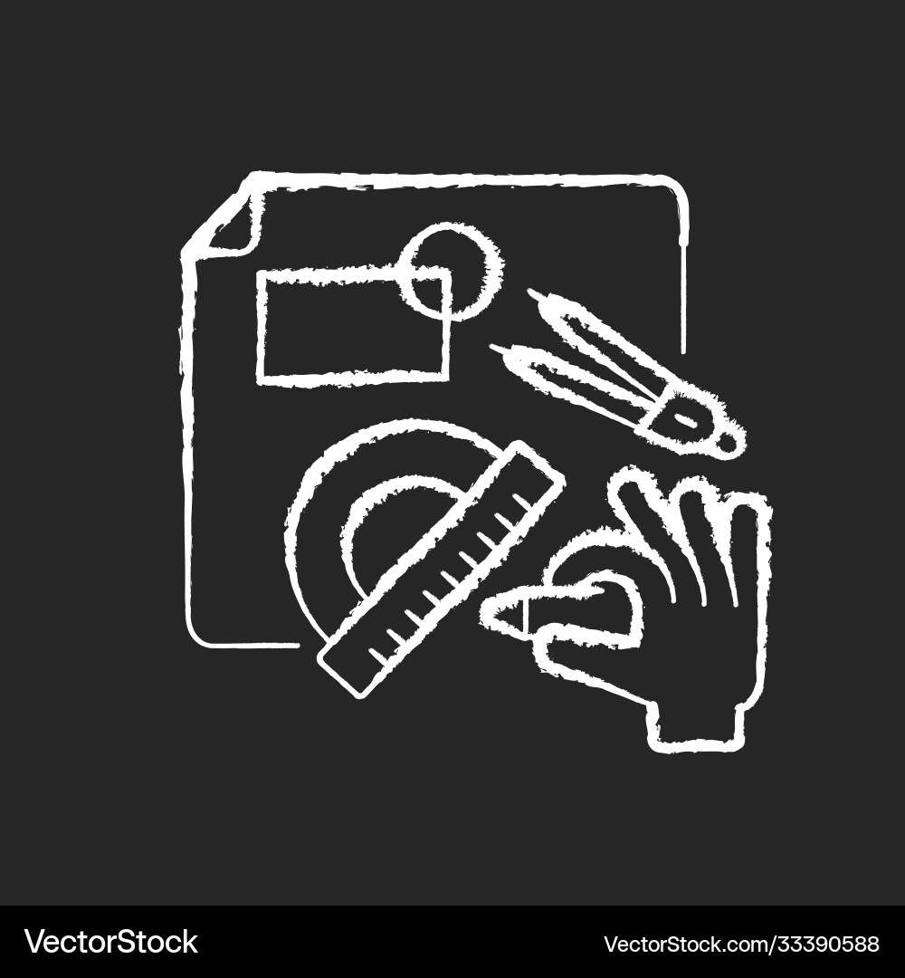 Diy designing chalk white icon on black background