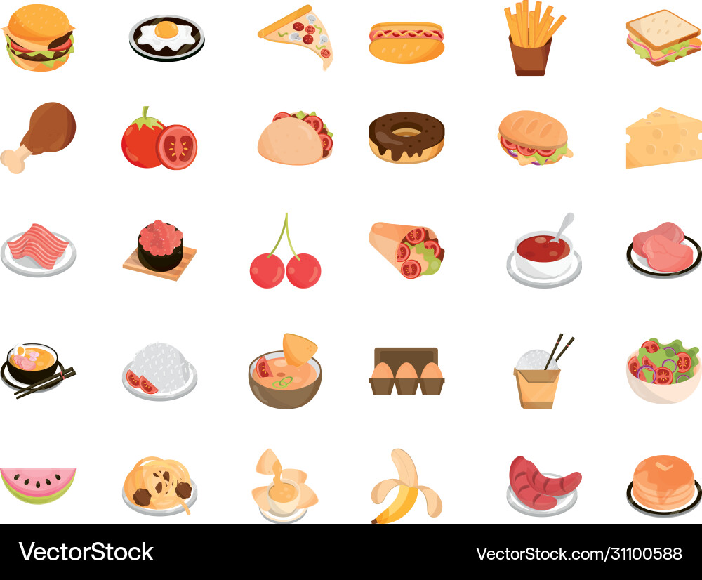 Food menu restaurant snack ingredient flat style Vector Image