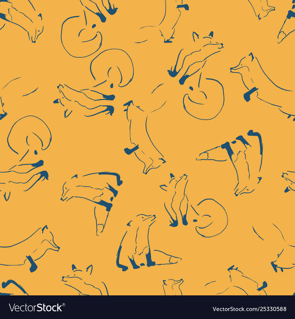Fox lines seamless repeat pattern design Vector Image