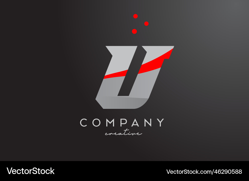 Grey red dots u alphabet bold letter logo Vector Image