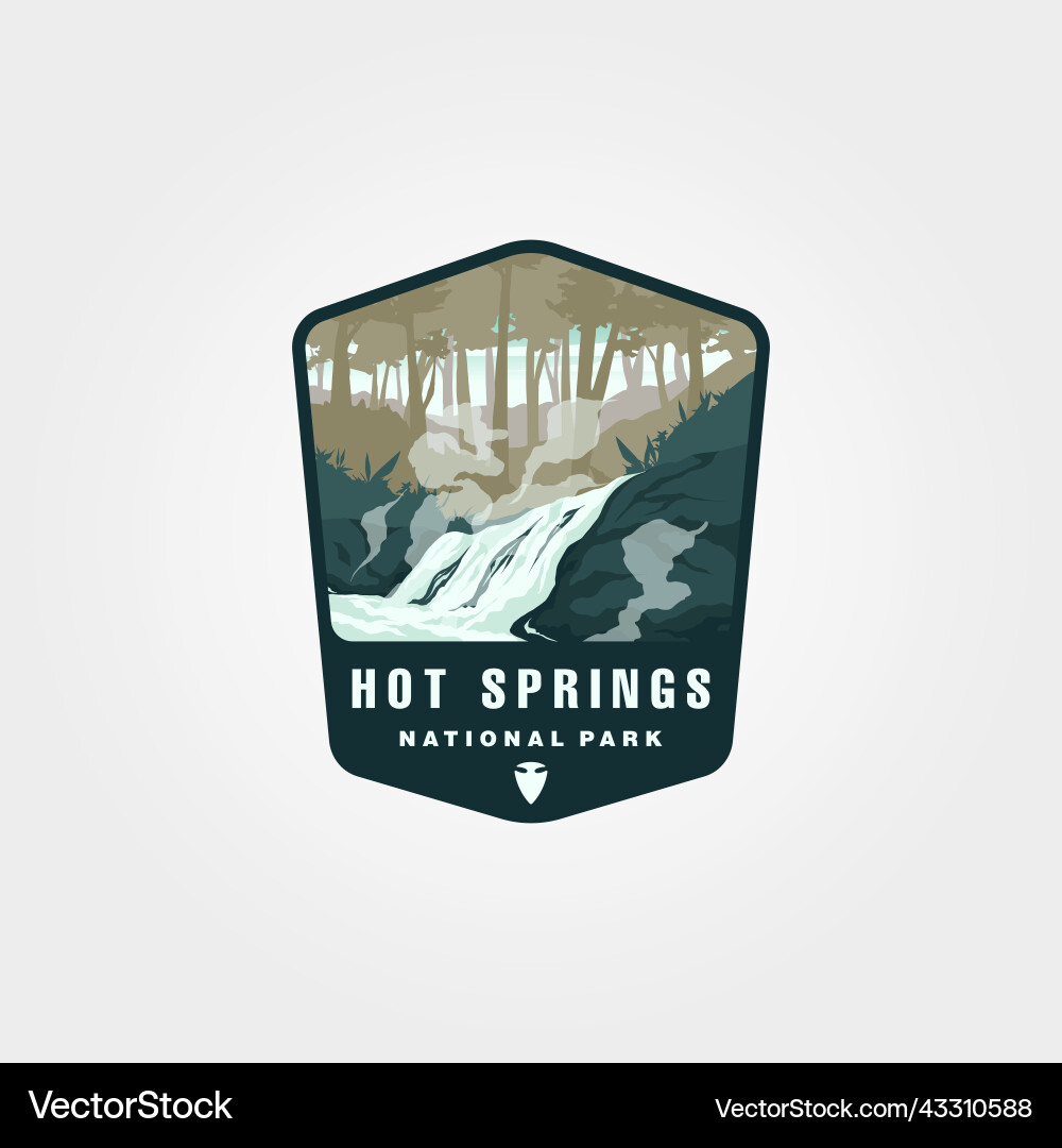 Hot springs national park logo patch design Vector Image
