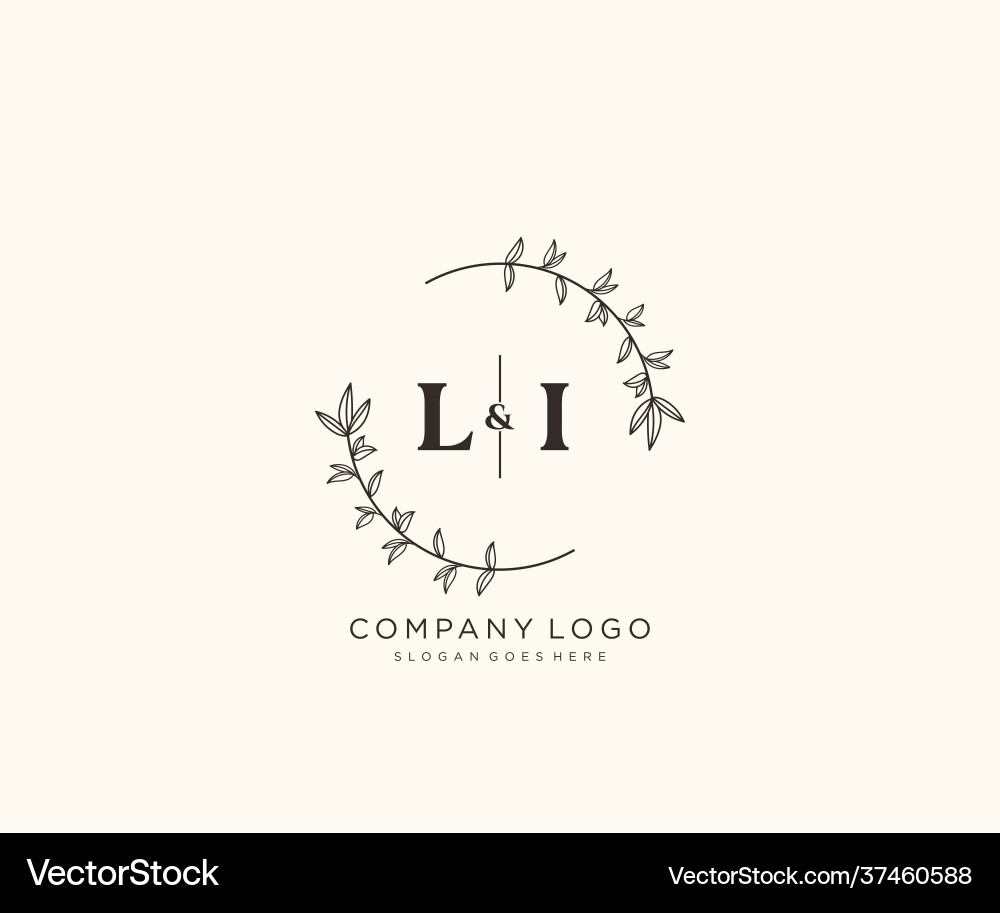 Initial li letters beautiful floral feminine Vector Image