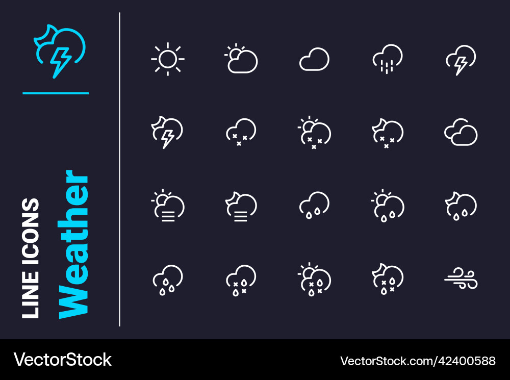 Meteorological weather forecast icons set Vector Image