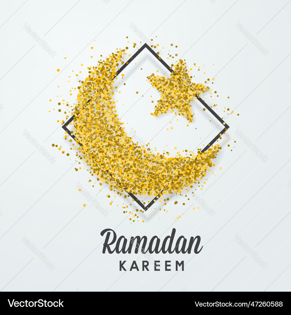 Ramadan moon glitter style greeting card Vector Image