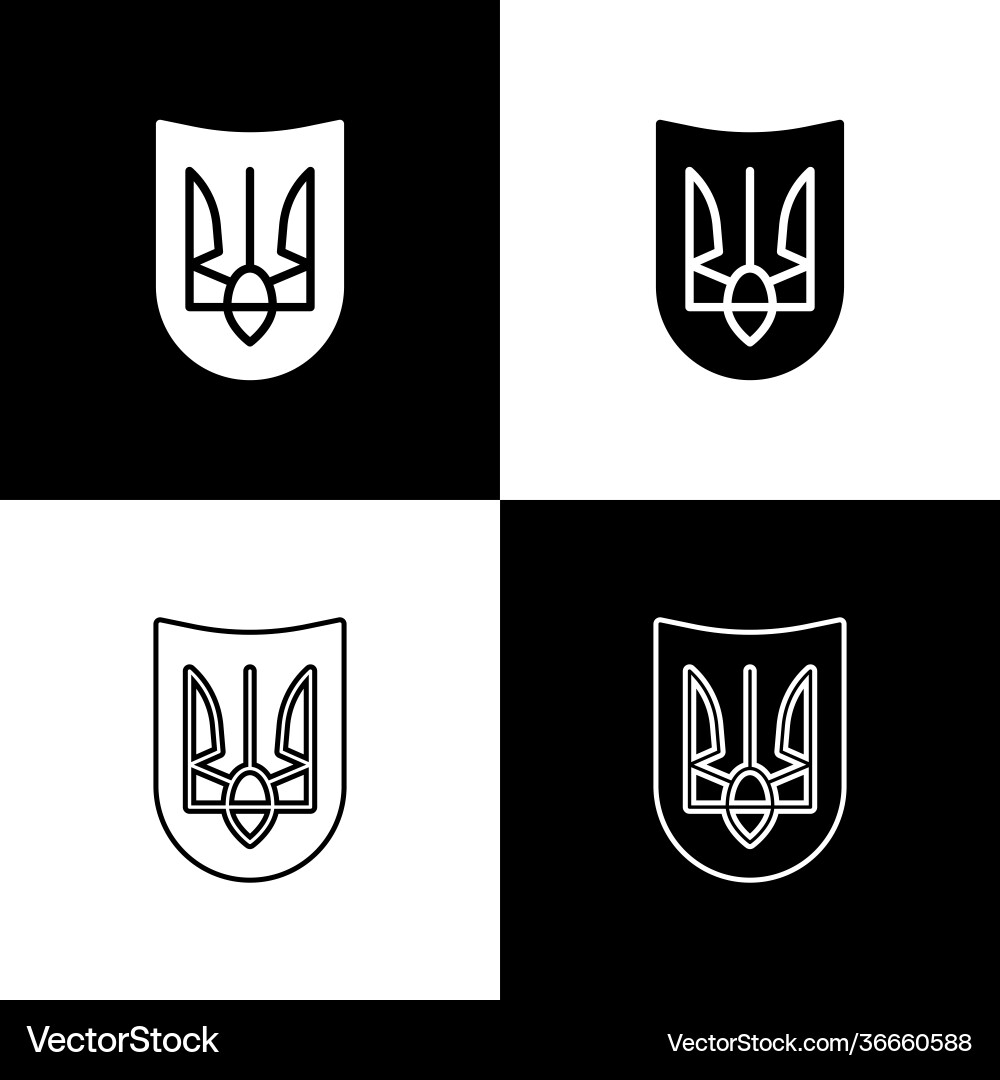 Set national emblem ukraine icon isolated Vector Image