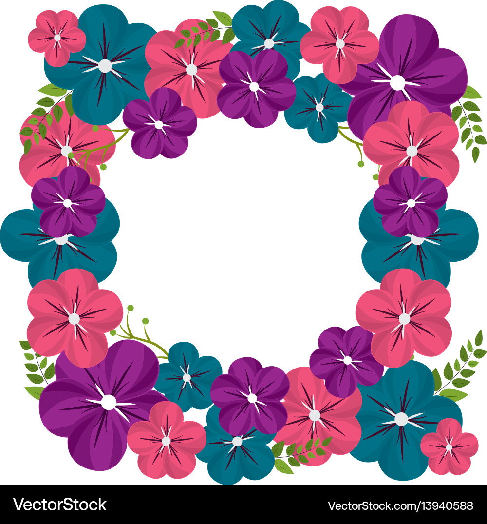 Square border flowers decoration Royalty Free Vector Image