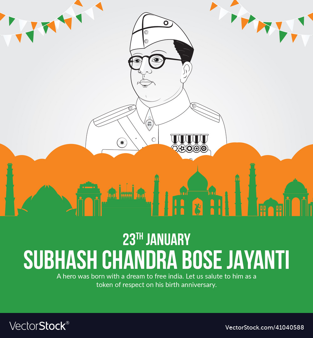 Subhash chandra bose jayanti banner design Vector Image