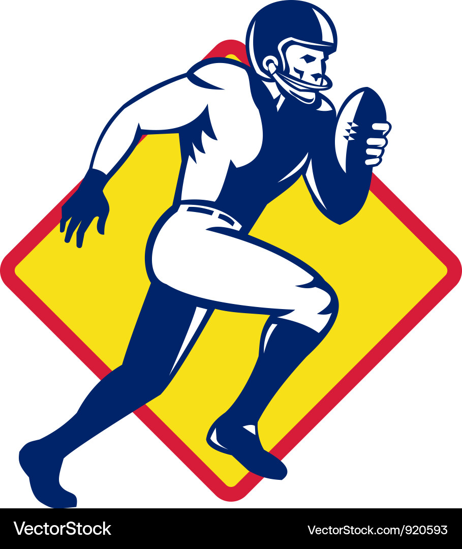 American Quarterback Football Player Running Vector Image