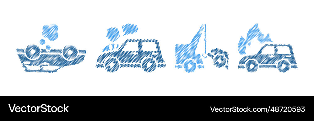 Car insurance icon with blue pen drawn auto Vector Image