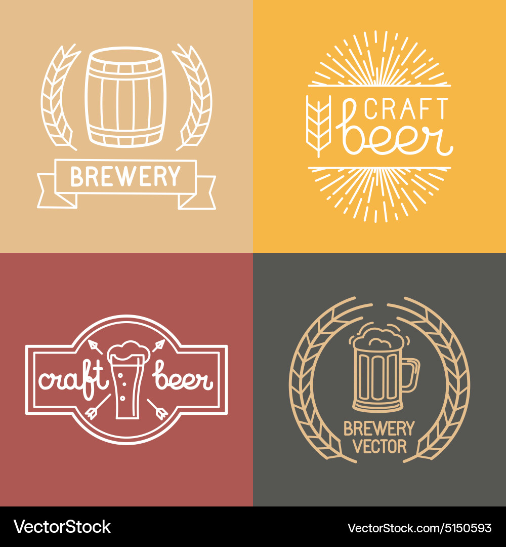 Craft beer and brewery logos Royalty Free Vector Image