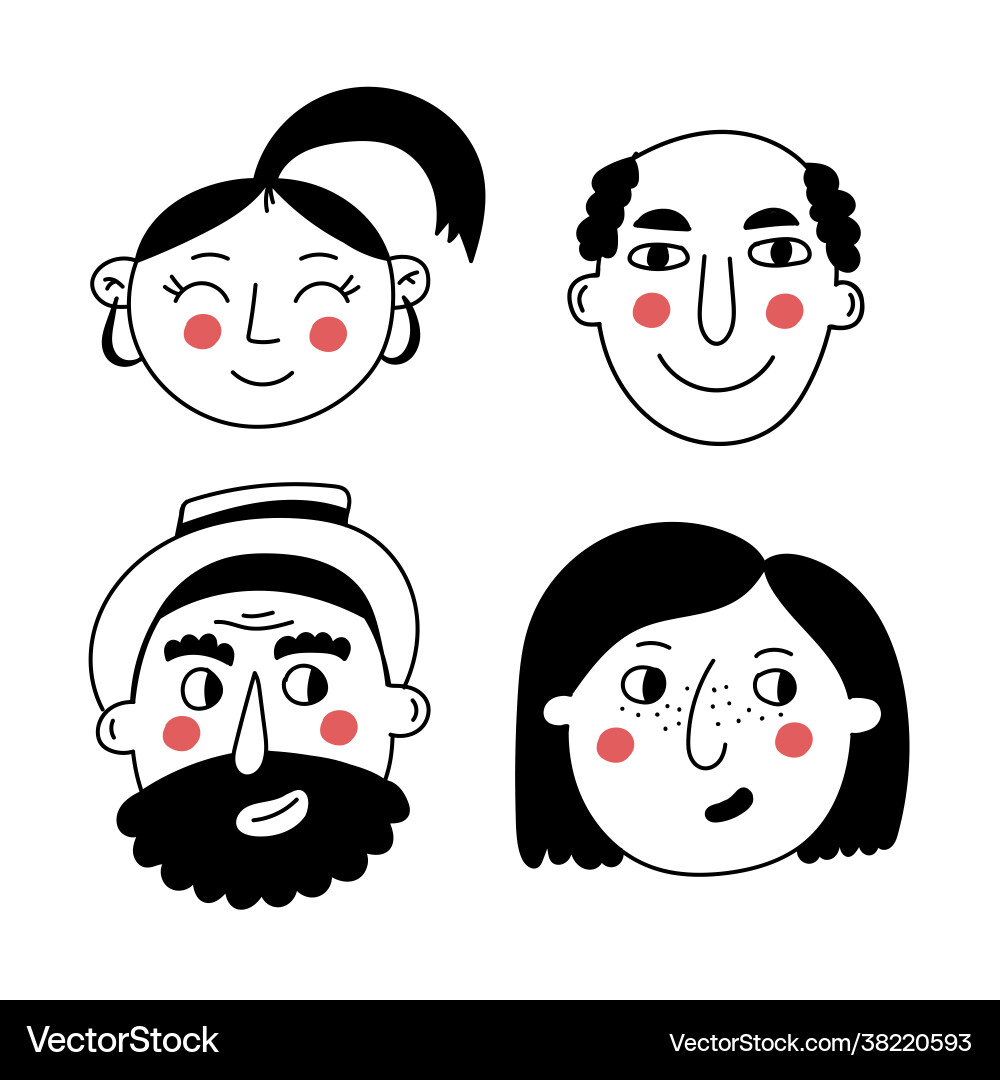 Cute people charcters faces portraits set Vector Image