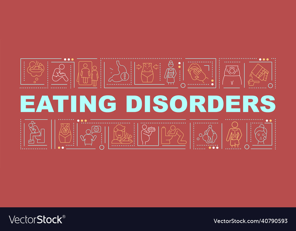 Eating disorders word concepts red banner Vector Image