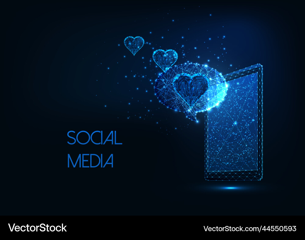 Futuristic social media concept with glowing low Vector Image