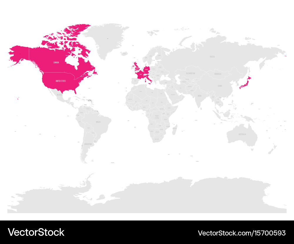 Group of seven countries g7 highlighted Royalty Free Vector