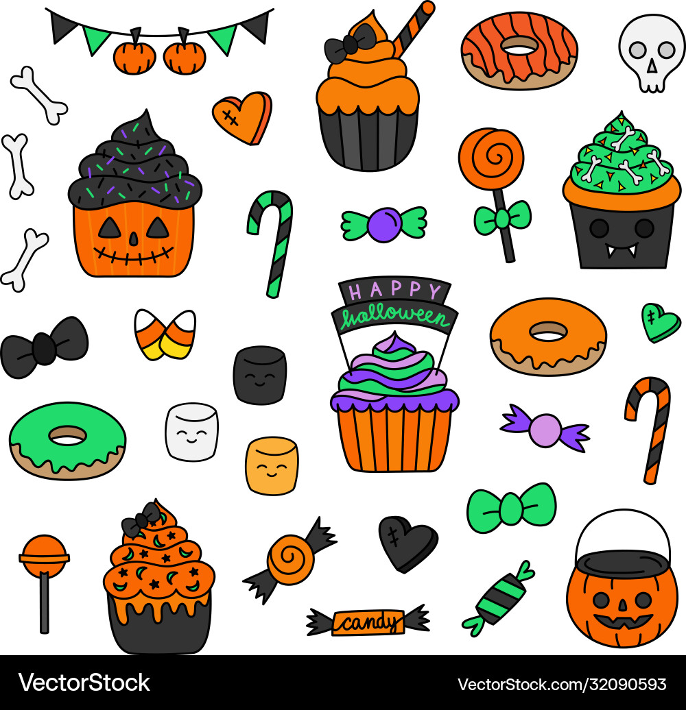 Halloween Candy Set Royalty Free Vector Image Vectorstock