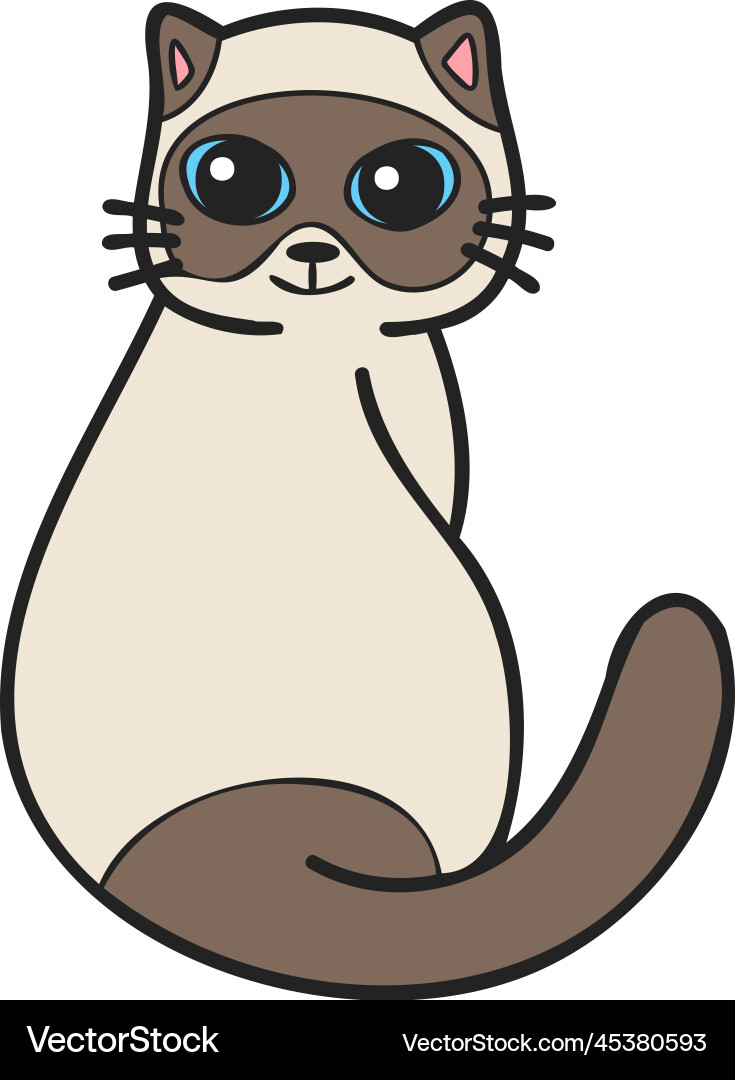 Hand drawn cute cat smile in doodle styl Vector Image
