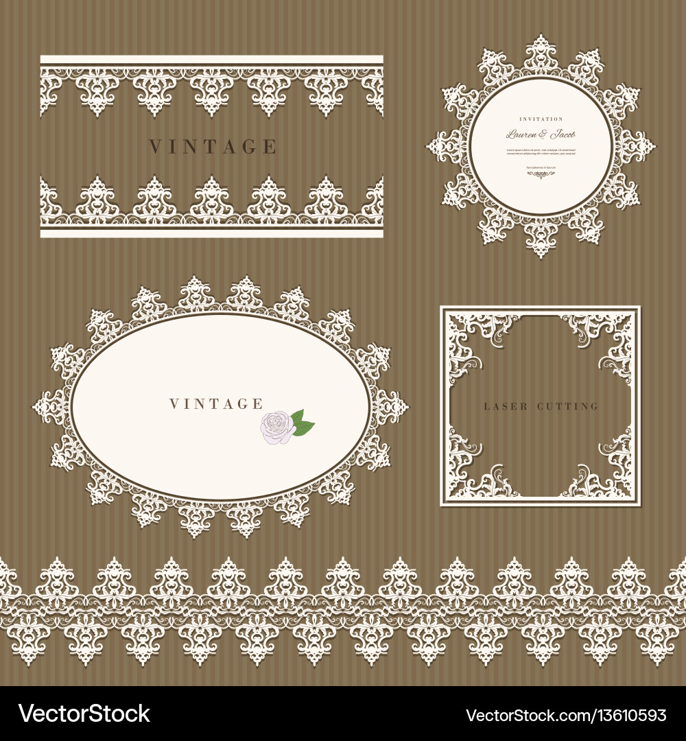 Lace decorative frame and border set lacy doilies Vector Image
