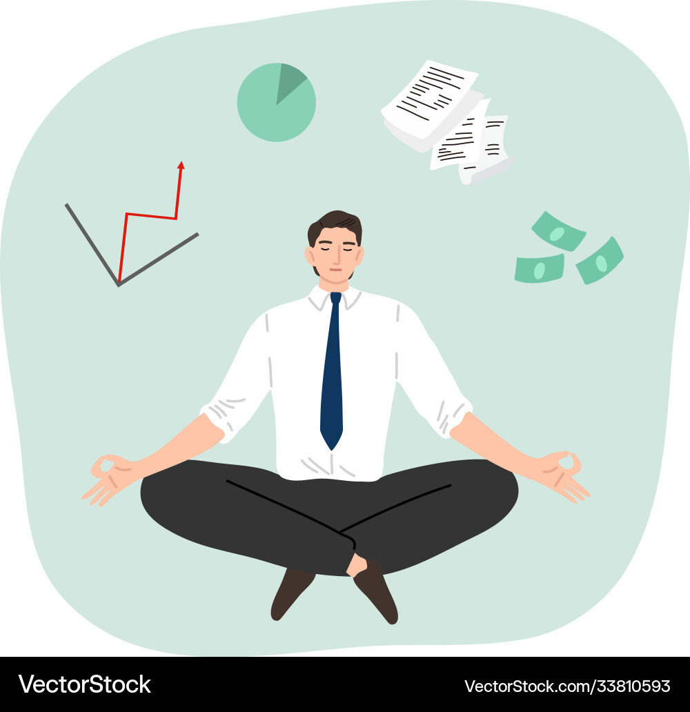 Man trying to concentrate and not think about Vector Image