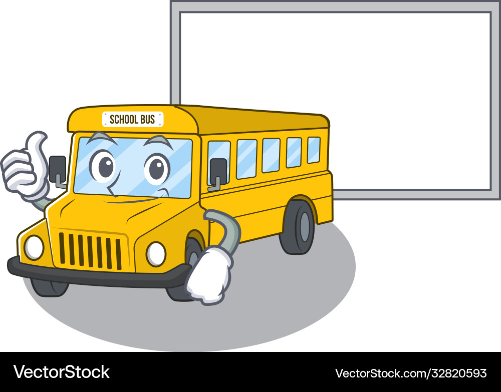 Thumbs up school bus cartoon design having Vector Image