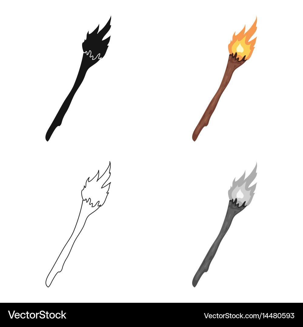 Torch icon in cartoon style isolated on white Vector Image