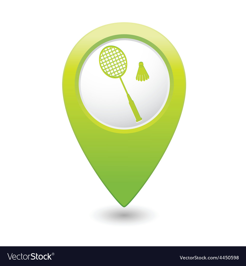 Badminton green map pointer Royalty Free Vector Image