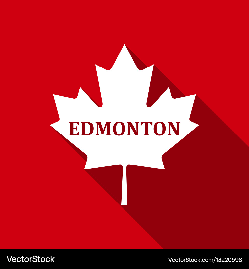 Canadian maple leaf with city name edmonton flat Vector Image