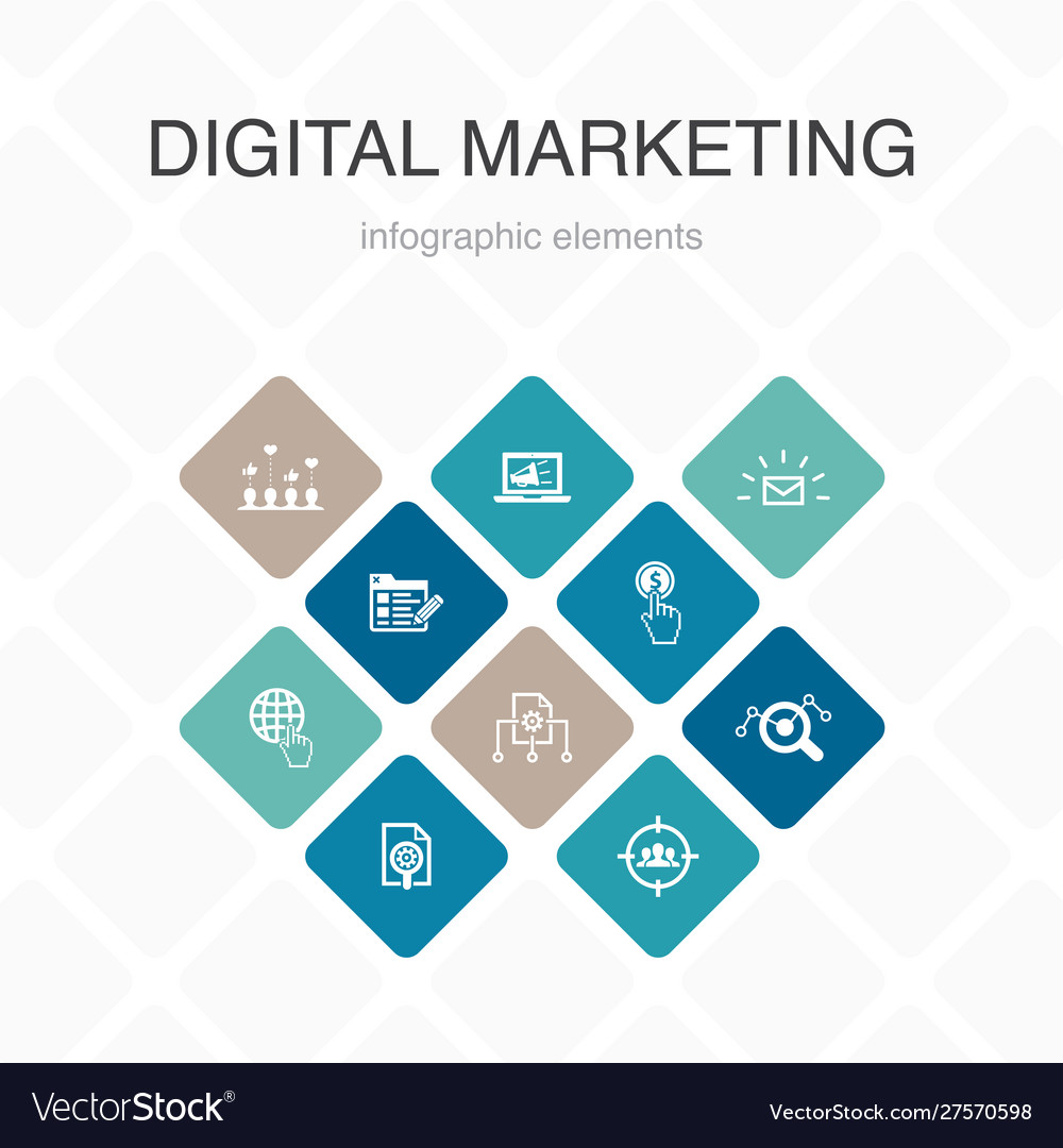 Digital marketing infographic 10 option color Vector Image Digital marketing infographic 10 option color Vector Image