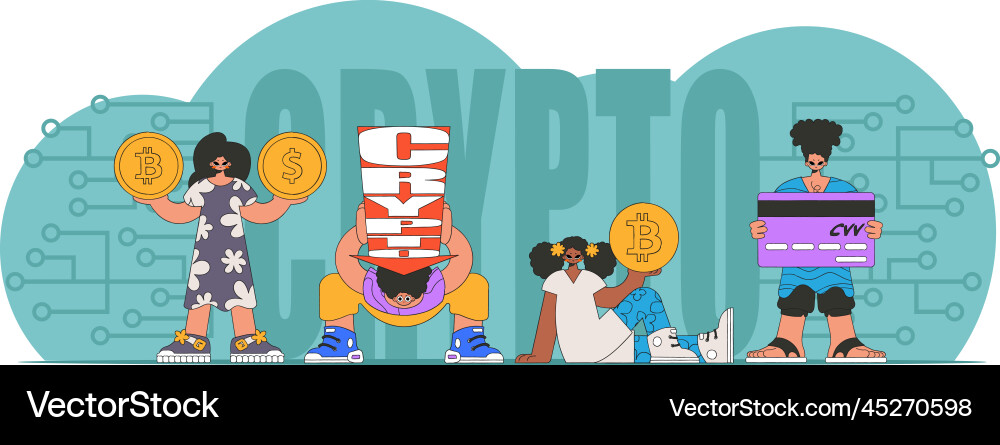 Digital money management concept people interact Vector Image