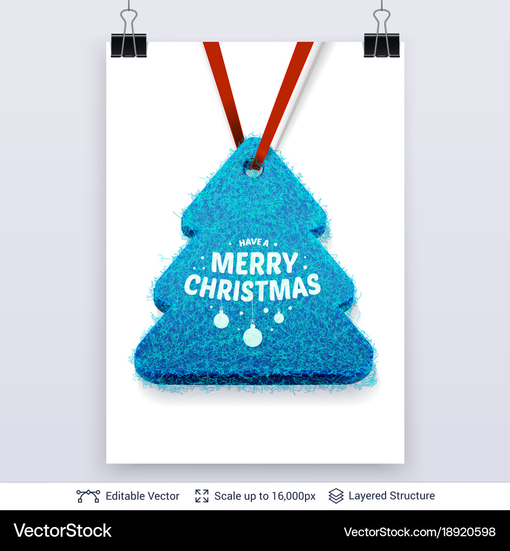 Fit tree shaped felt badge on red ribbon Vector Image