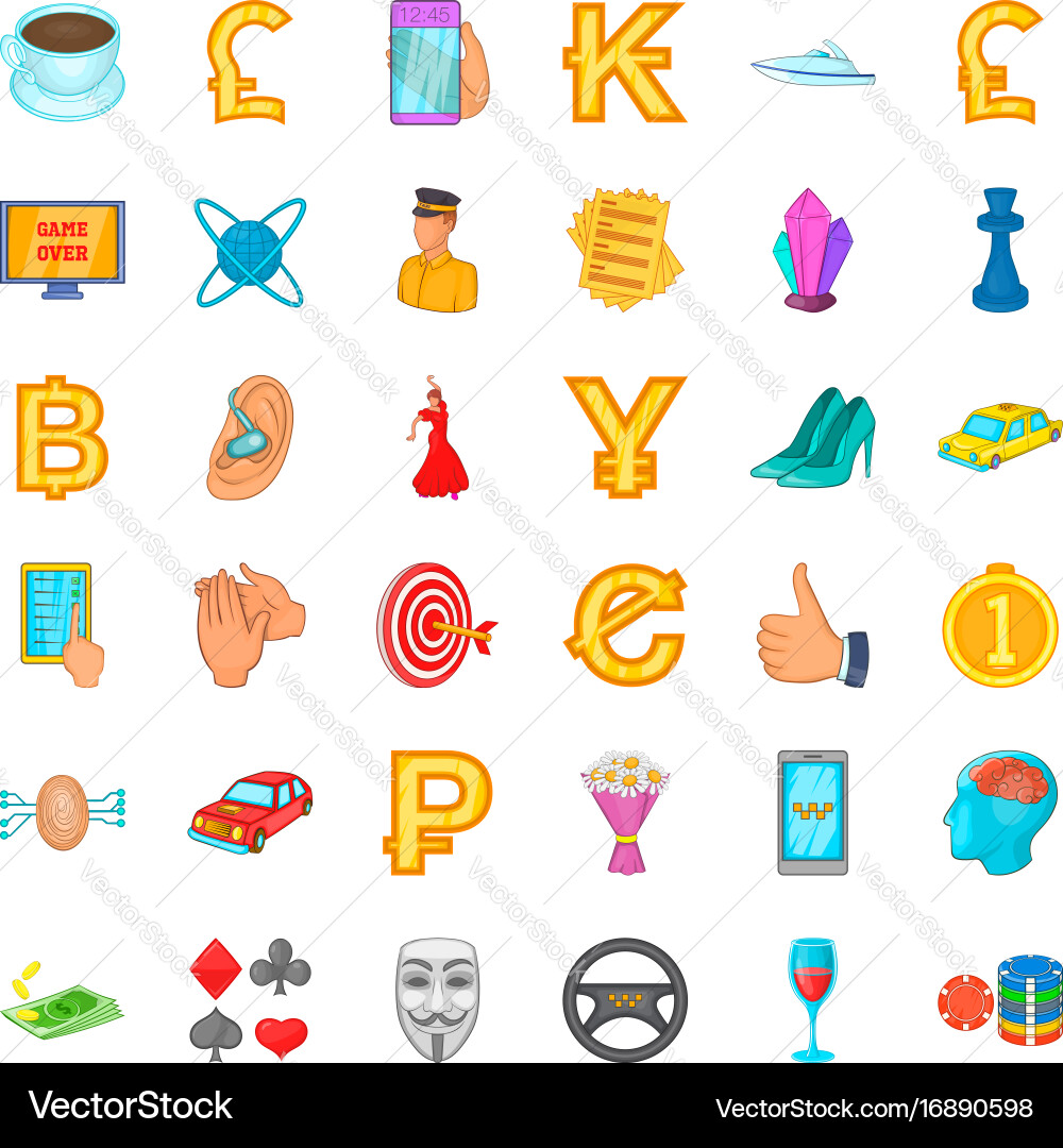 Game icons set cartoon style Royalty Free Vector Image
