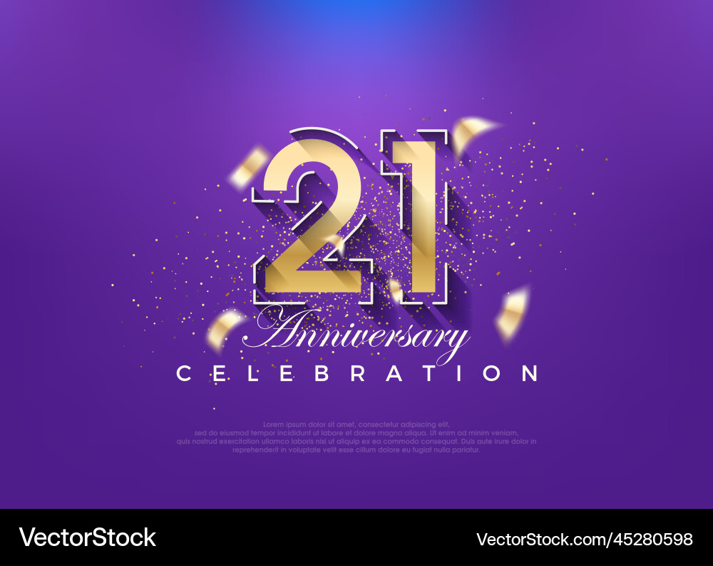 Gold number 21st anniversary premium design Vector Image