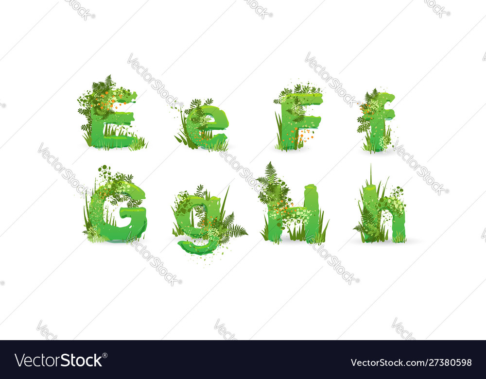 Green leaves font stylish Royalty Free Vector Image