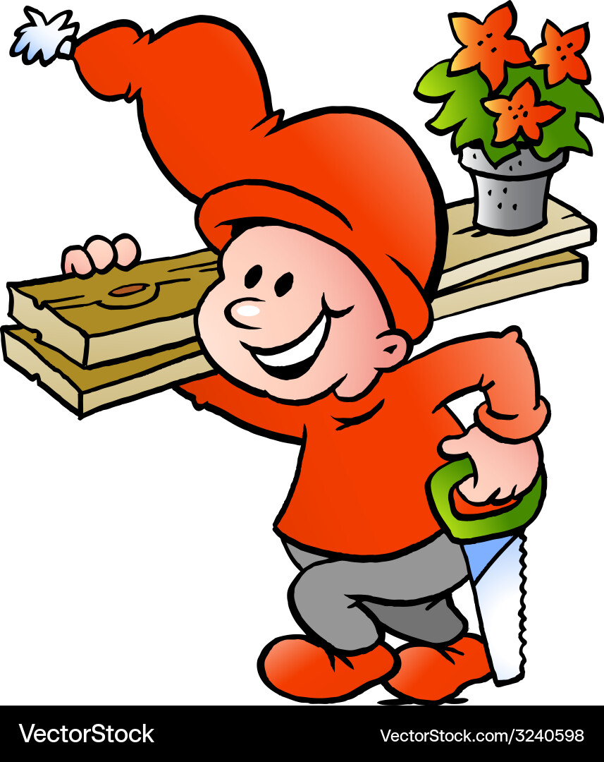 Hand-drawn an happy christmas elf going to work Vector Image