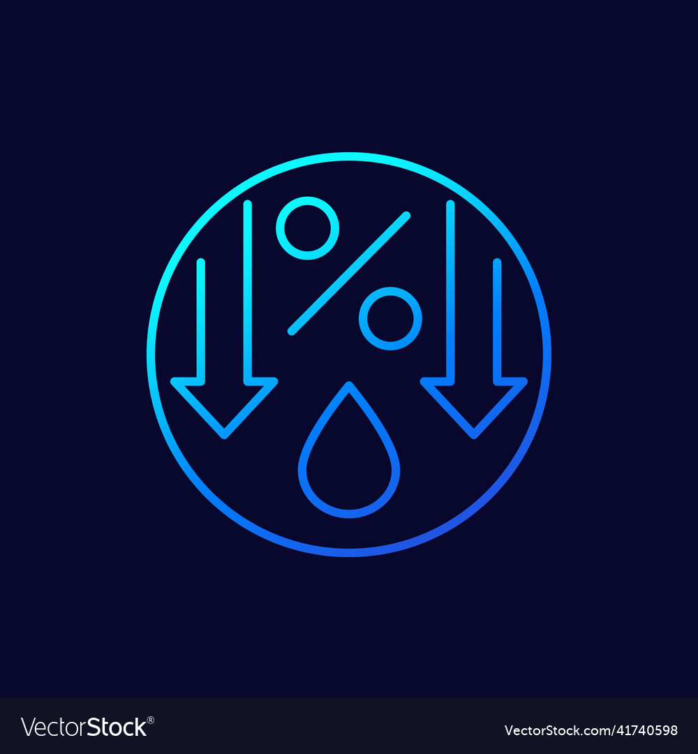 Humidity decrease line icon with water drop Vector Image