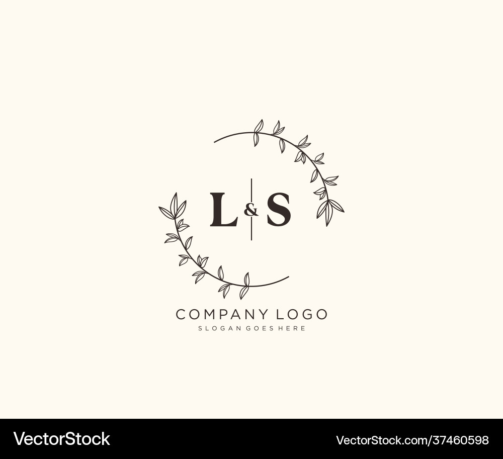 Initial ls letters beautiful floral feminine Vector Image