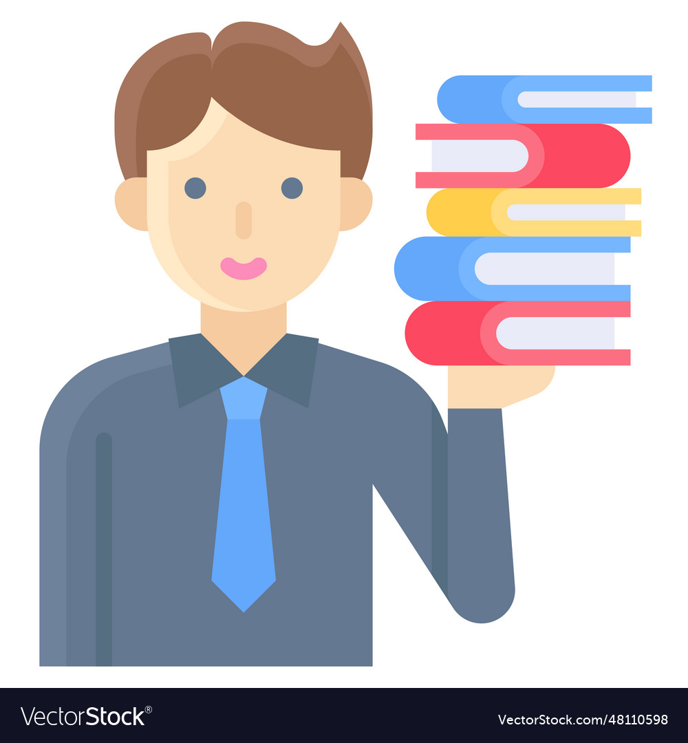 Male teacher carrying books icon an avatar Vector Image