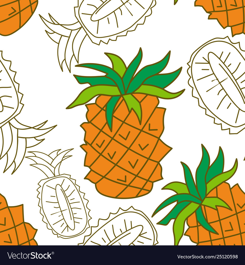 Pineapple fruit pattern seamless template Vector Image