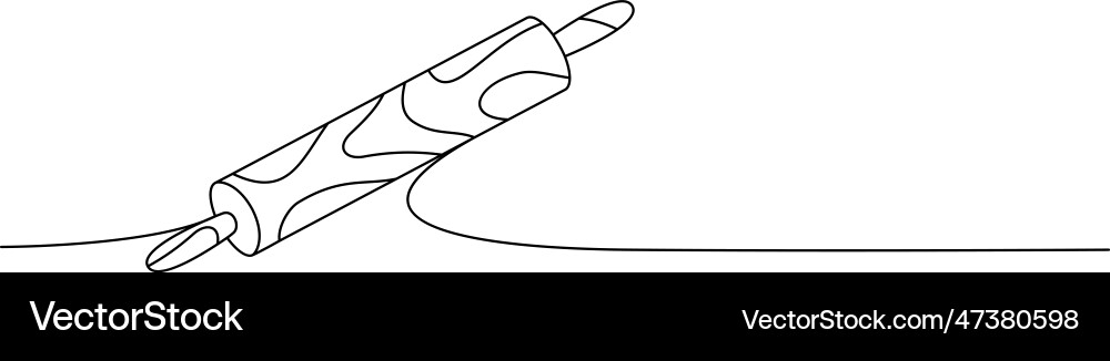 Rolling pin one line continuous drawing kitchen Vector Image