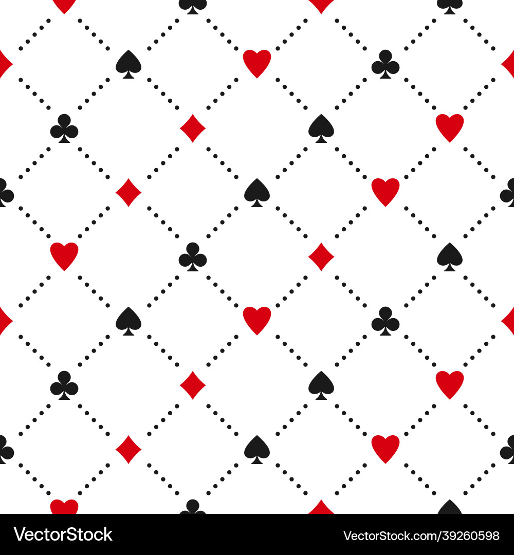Seamless pattern with card suits - hearts clubs Vector Image