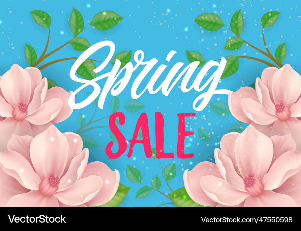 Spring sale poster design with blossoms Royalty Free Vector