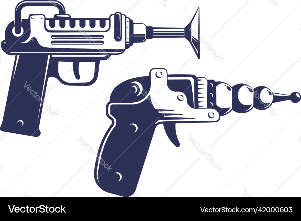 Alien blaster gun - space weapon in retro style Vector Image