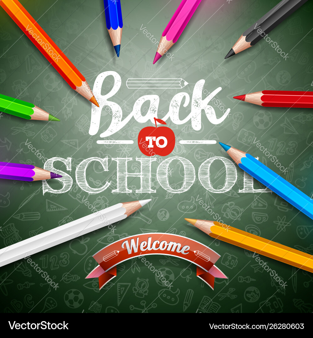 Back to school design with colorful pencil Vector Image