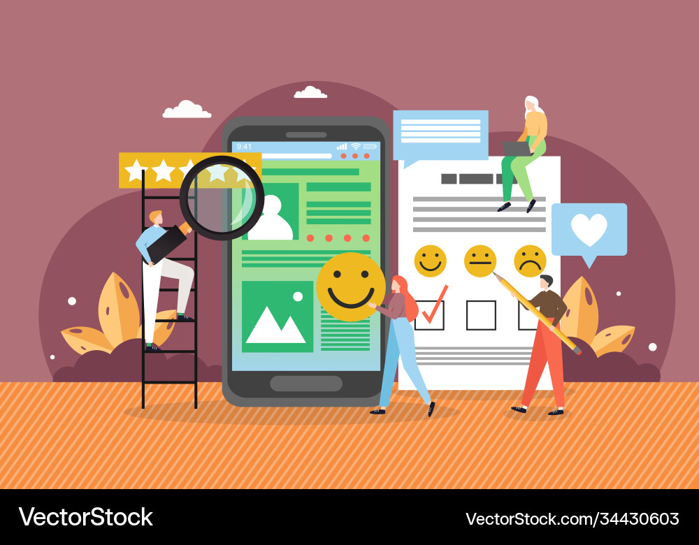 Business people collecting stars using smile Vector Image