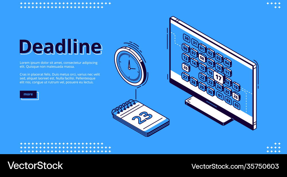 Deadline time management isometric landing page Vector Image