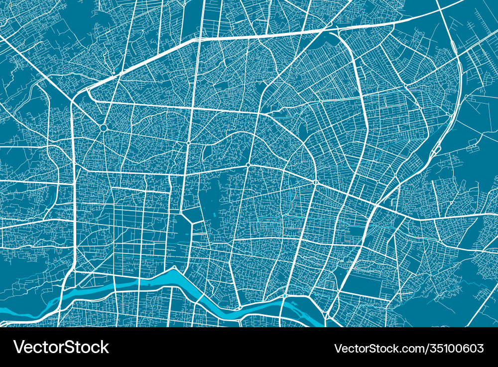 Detailed map isfahan city linear print map Vector Image