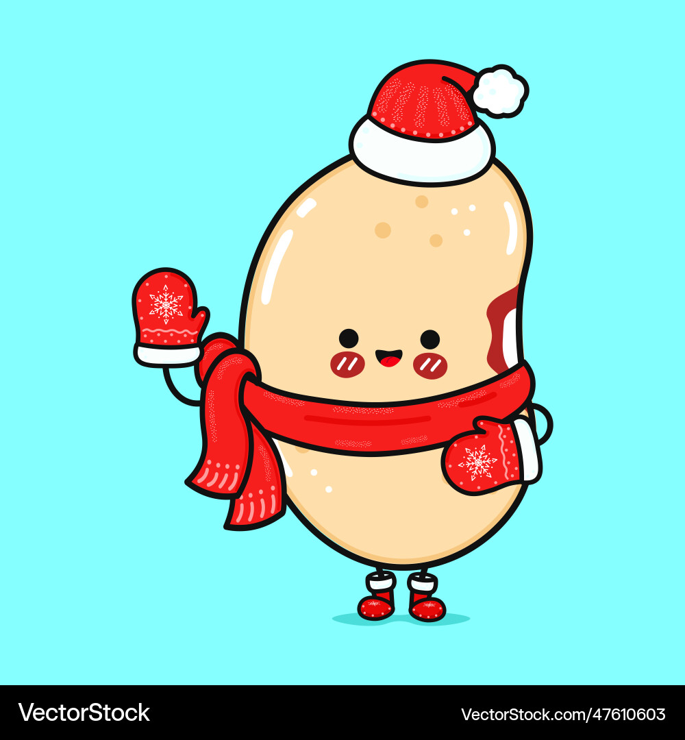 Funny smiling happy bean and christmas flat Vector Image