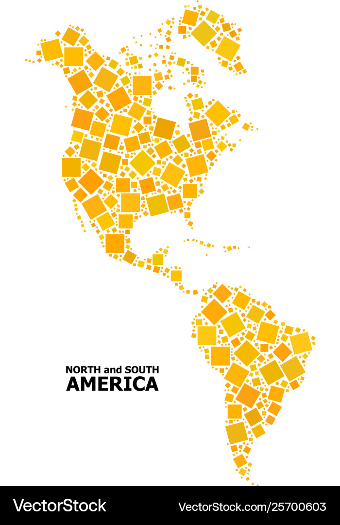 Golden rotated square mosaic map south Royalty Free Vector