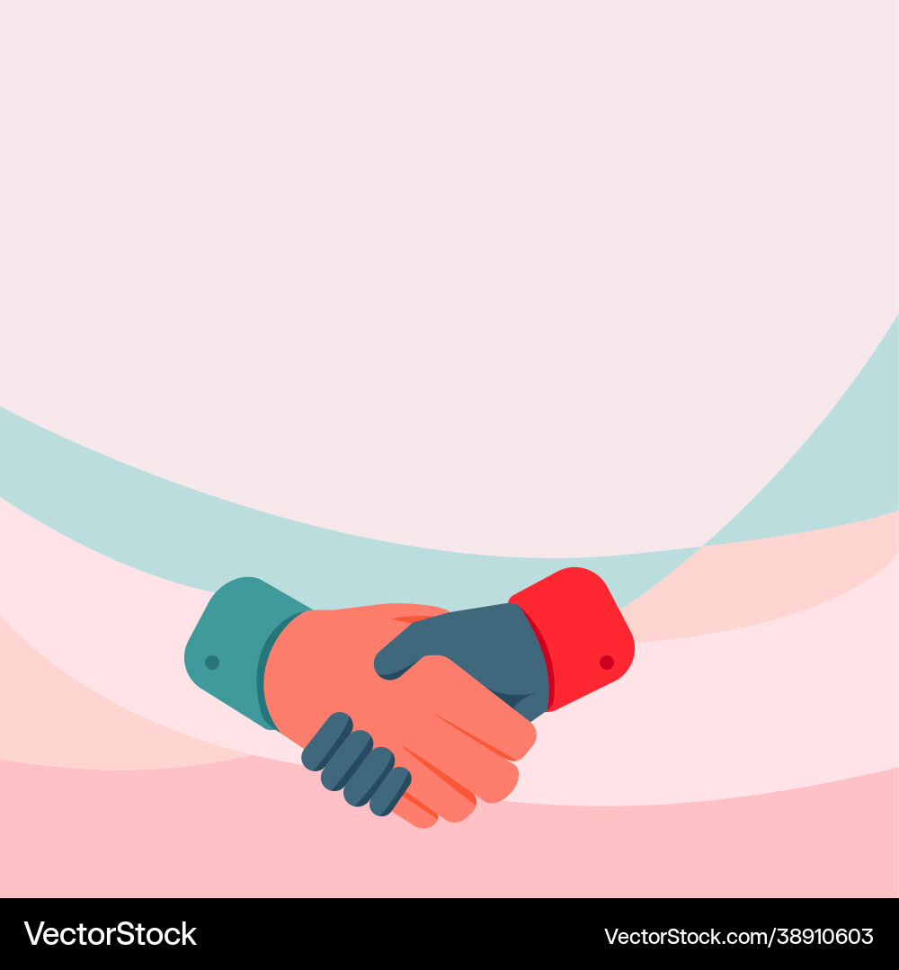 Hands drawing in handshake position showing deal Vector Image