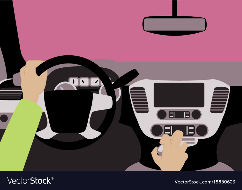 Human hands driving a car Royalty Free Vector Image