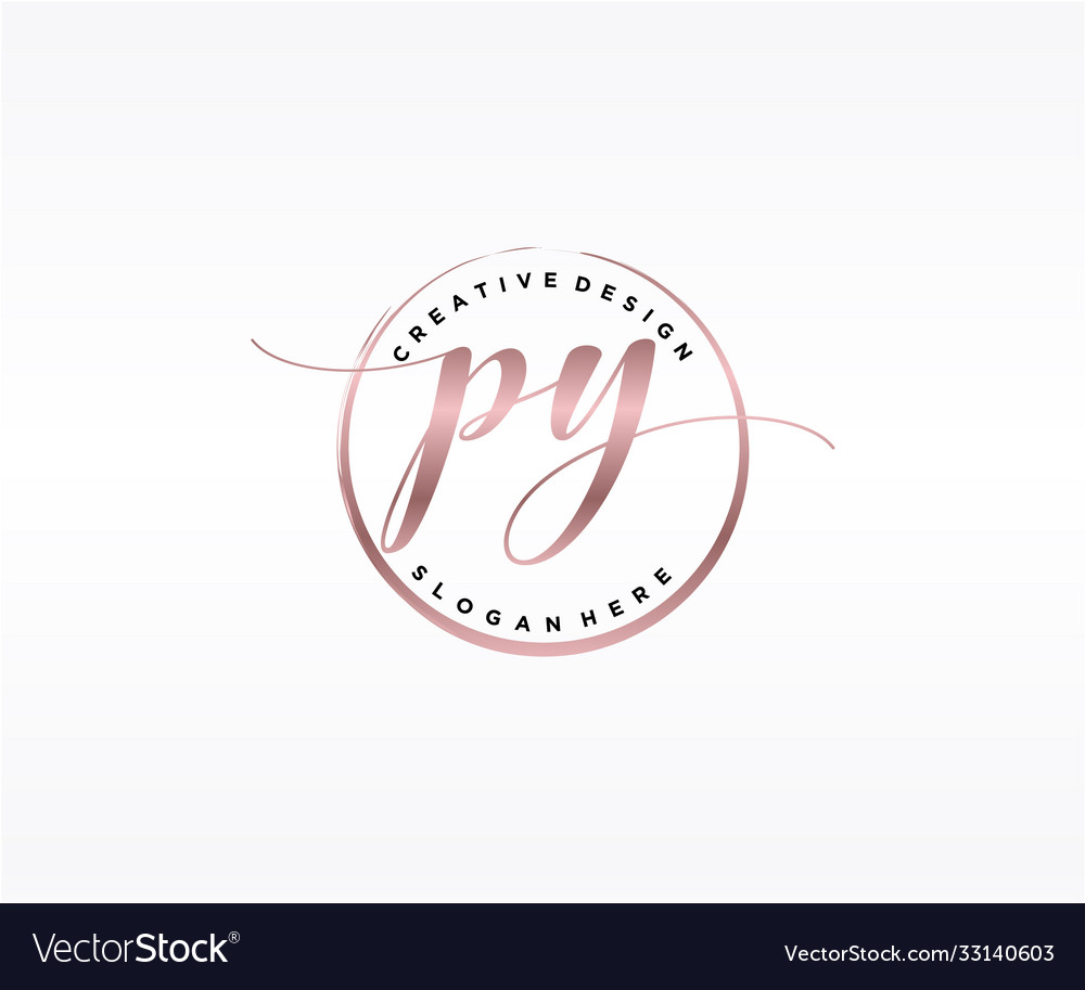 Initial py handwriting logo with circle template Vector Image